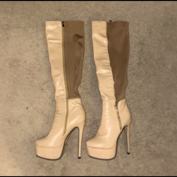 Shoes | Tan Platform Over The Knee Boots | Poshmark